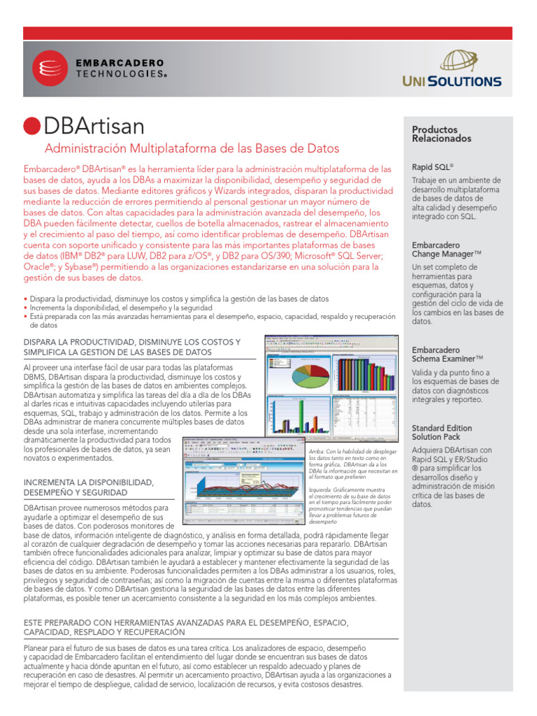 DBArtisan Datasheet Spanish Mar08 | PDF | Ibm Db2 | Oracle Database