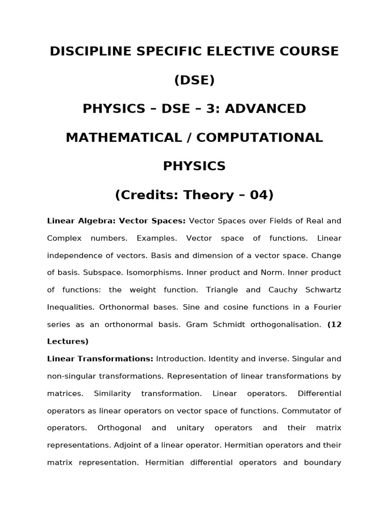 Syllabus - Advanced Mathematical Physics | PDF
