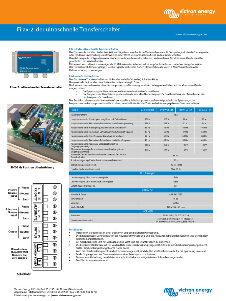 Datasheet and Installation Manual Filax 2 The Ultra Fast Transfer ...