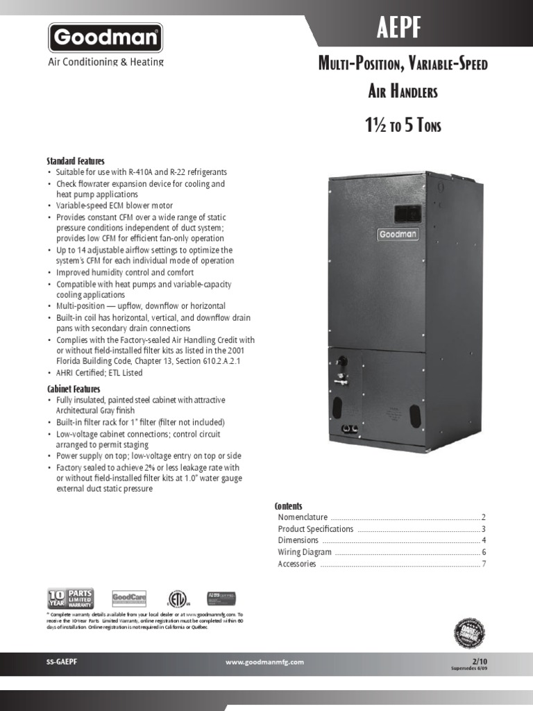 SS-AEPF Goodman Air Conditioner | PDF | Air Conditioning | Thermostat