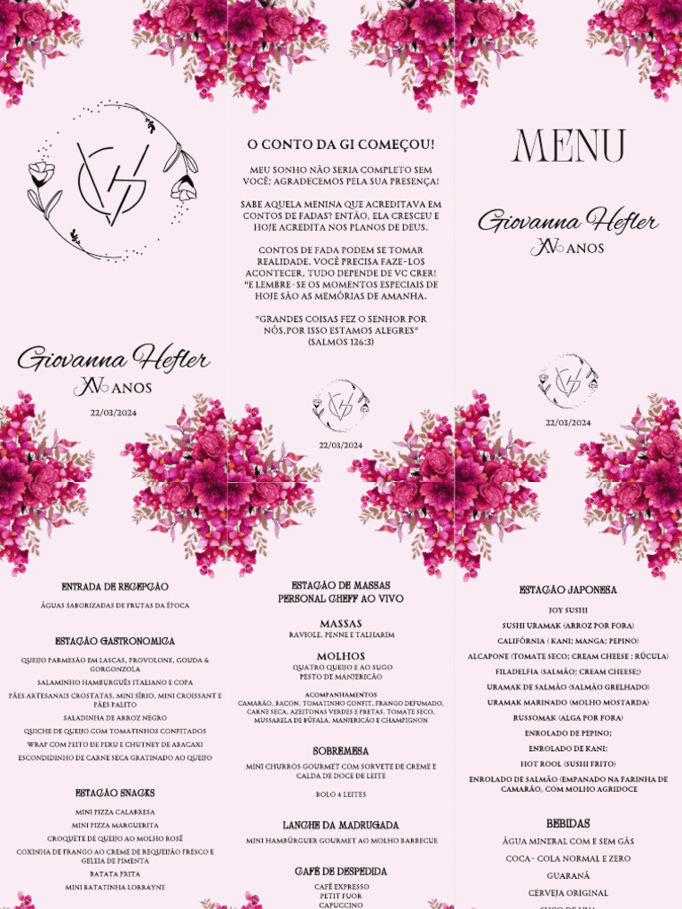 Menu Giovanna XV | PDF