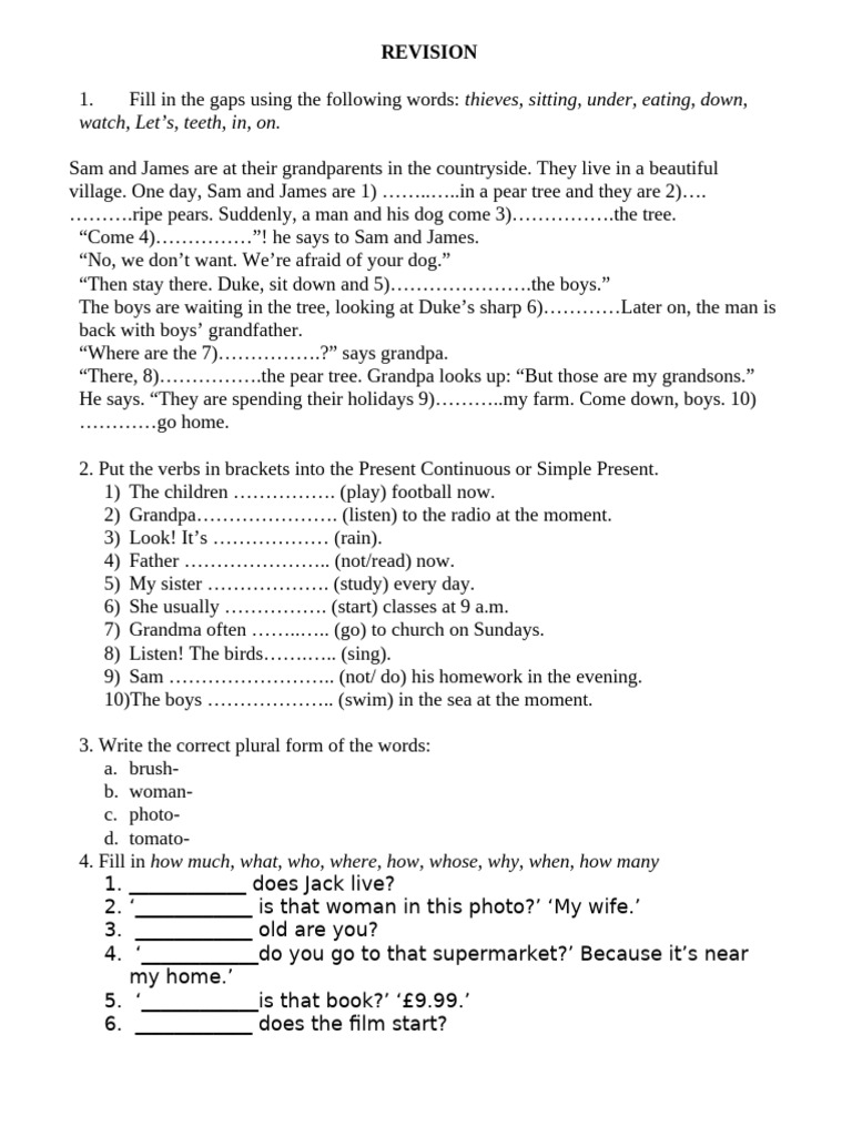 Test Initial Limba Engleza Clasa A Va | PDF