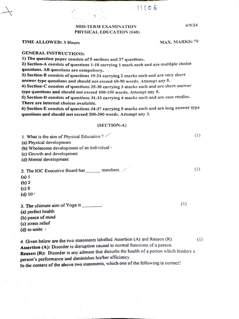 P.E Half Yearly Examination | PDF P.E Half Yearly Examination | PDF