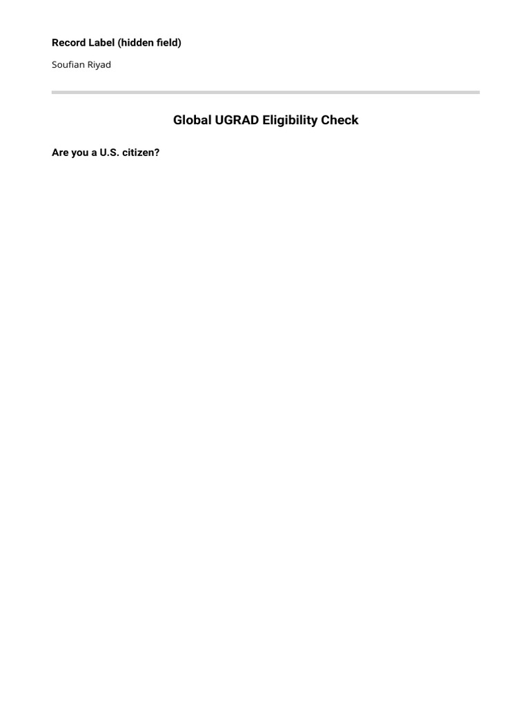 Ugrad Student Application | PDF