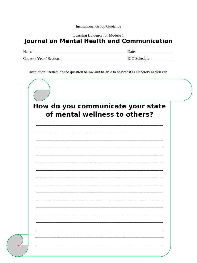LE 1 - Journal On Mental Health and Communication | PDF
