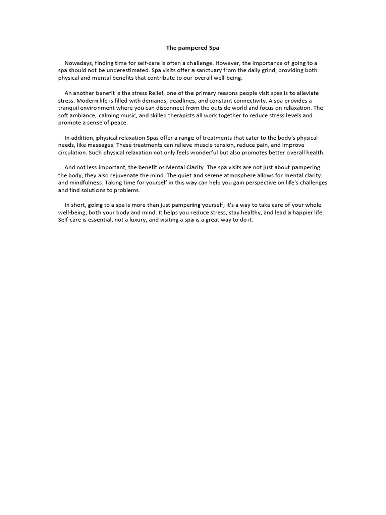 The Pampered Spa 2.0 | PDF