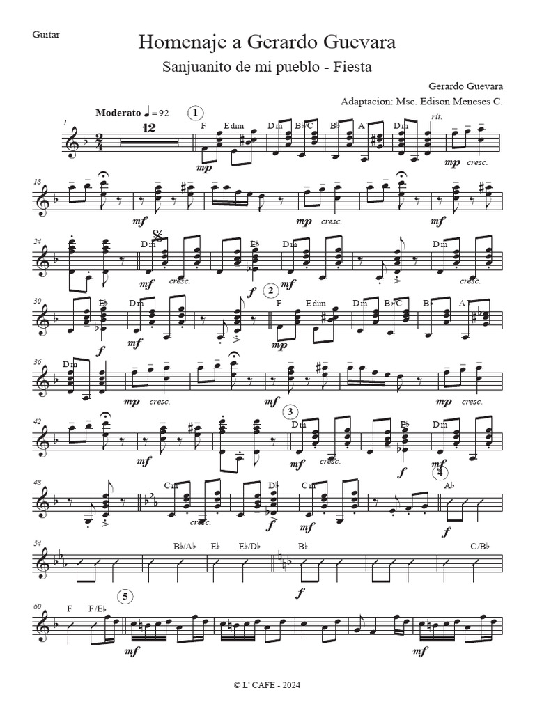 Homenaje A Gerardo Guevara - Guitar | PDF