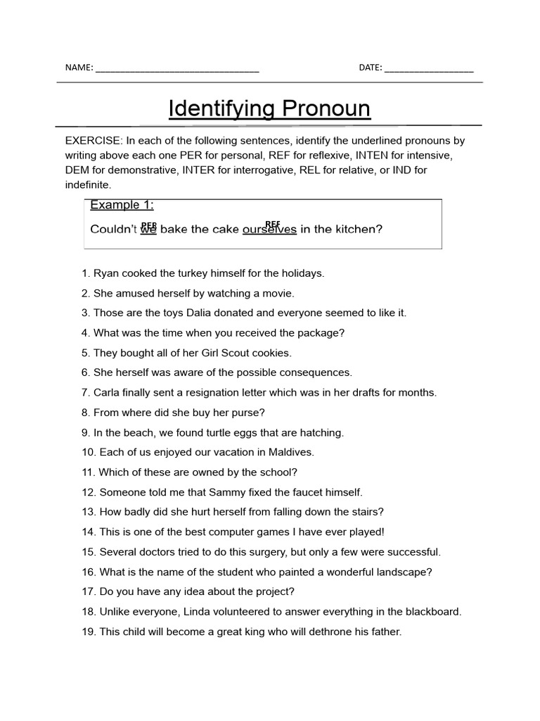 Identifying Pronouns | PDF