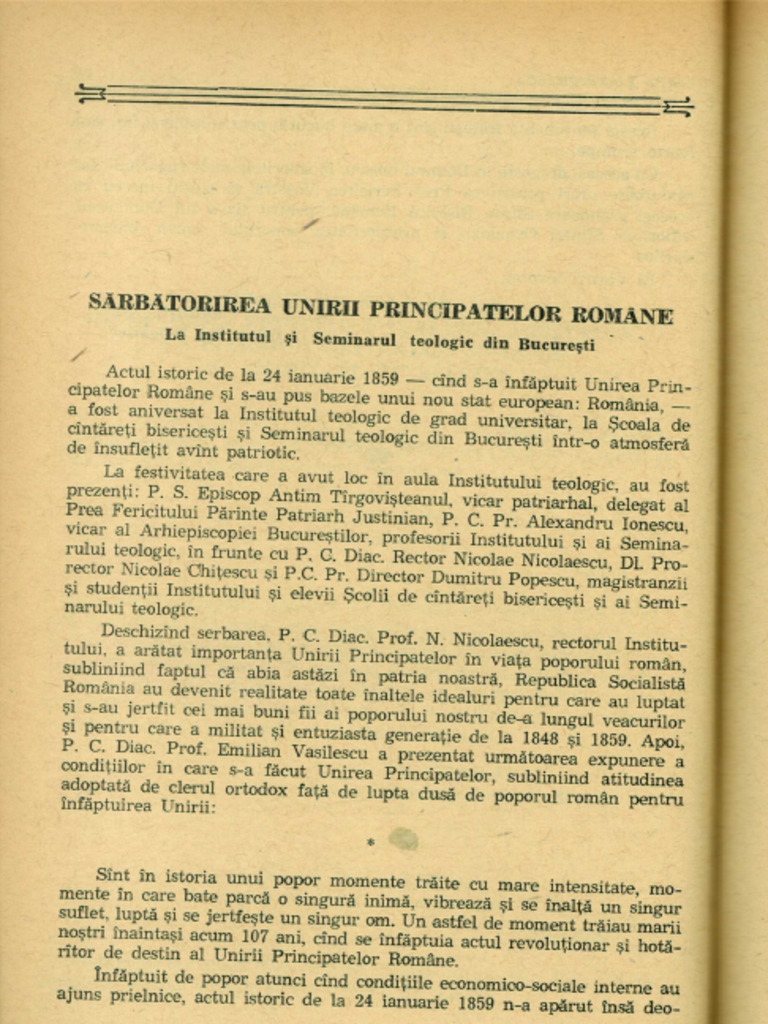 Bor 1966 NR 1-2 - Sarbatorirea Unirii Principatelor Romane. La Institutul Si Seminarul Teologic ...