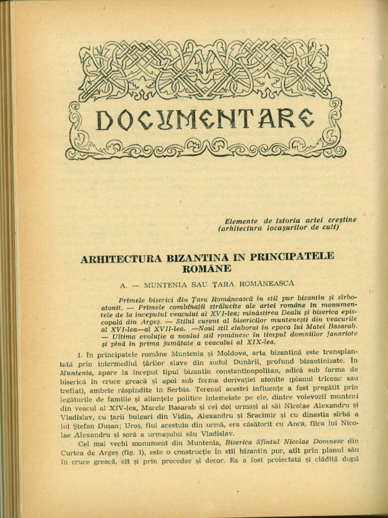 Bor 1967 NR 9-10 - Arhitectura Bizantina in Principatele Romane | PDF