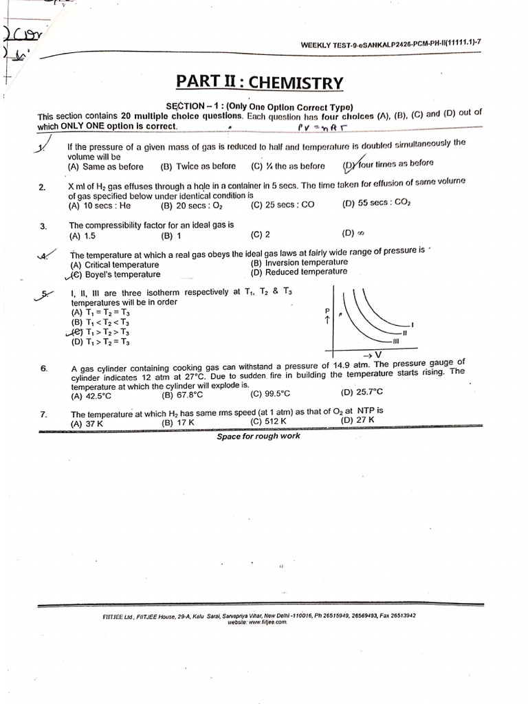 Chemistry Weekly Test | PDF