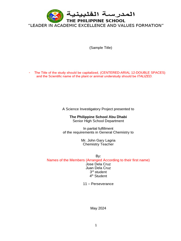 Science Investigatory Project Format | PDF