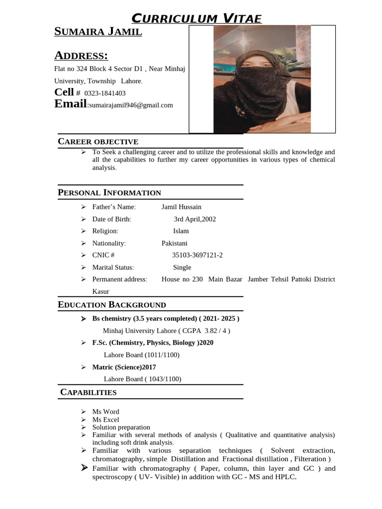 Sumaira CV-1 | PDF