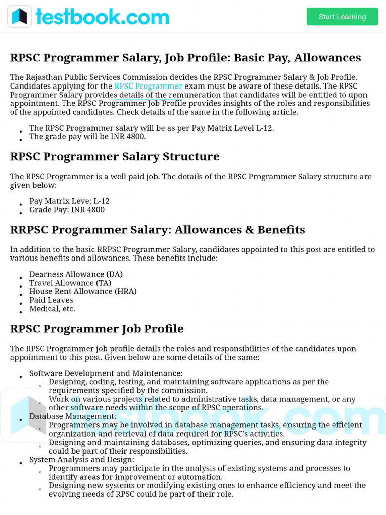 RPSC Programmer Salary, Job Profile_ Basic Pay, Allowances | PDF RPSC Programmer Salary, Job Profile_ Basic Pay, Allowances | PDF