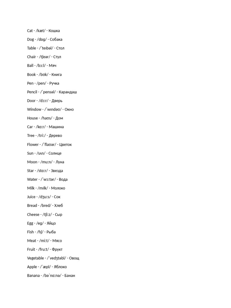 250 Must Know Words For A1 | PDF