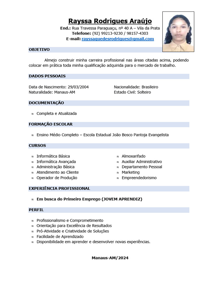 Rayssa currículo. | PDF