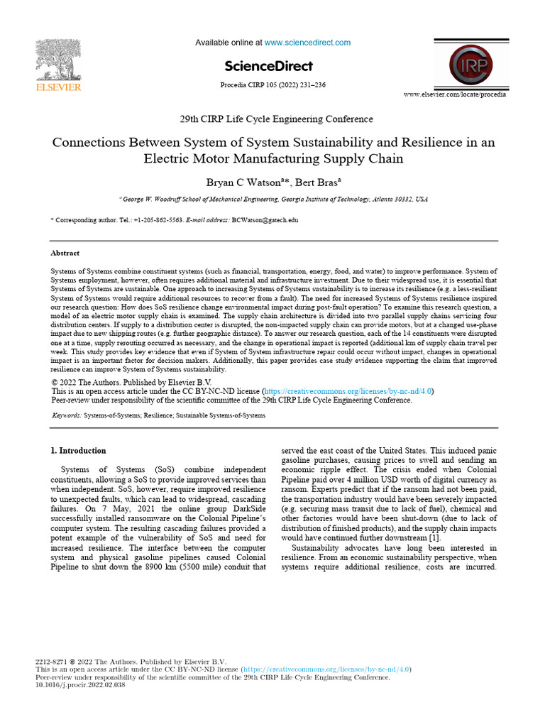 Connections Between System of System Sustainability and Resilience in ...