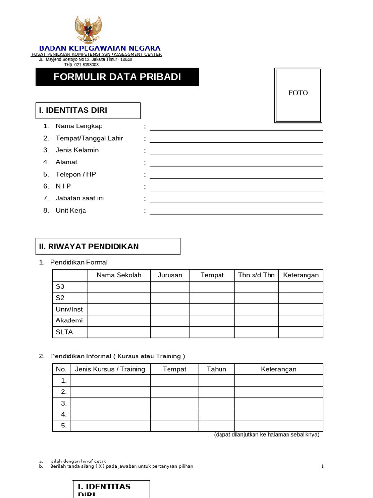 form_daftar_riwayat_hidup1 | PDF