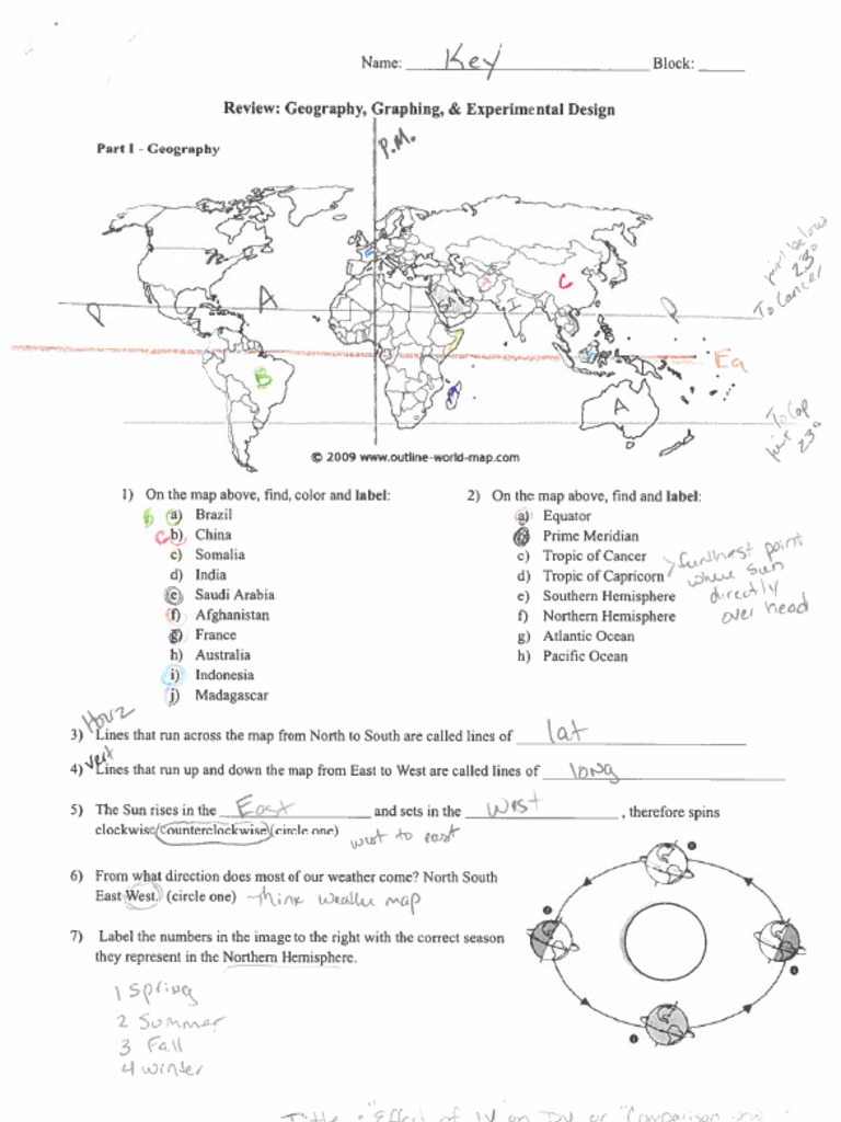 KEY - Geography, Graphing, Experimental Design Review | PDF