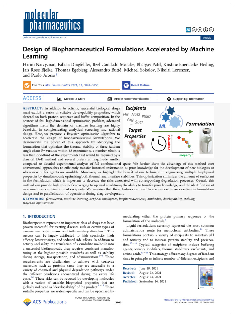 Narayanan Et Al 2021 Design of Biopharmaceutical Formulations ...