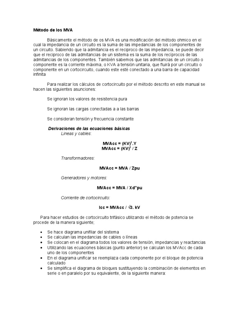 Método de Los MVA | PDF | Impedancia eléctrica | Resistencia Eléctrica y Conductancia