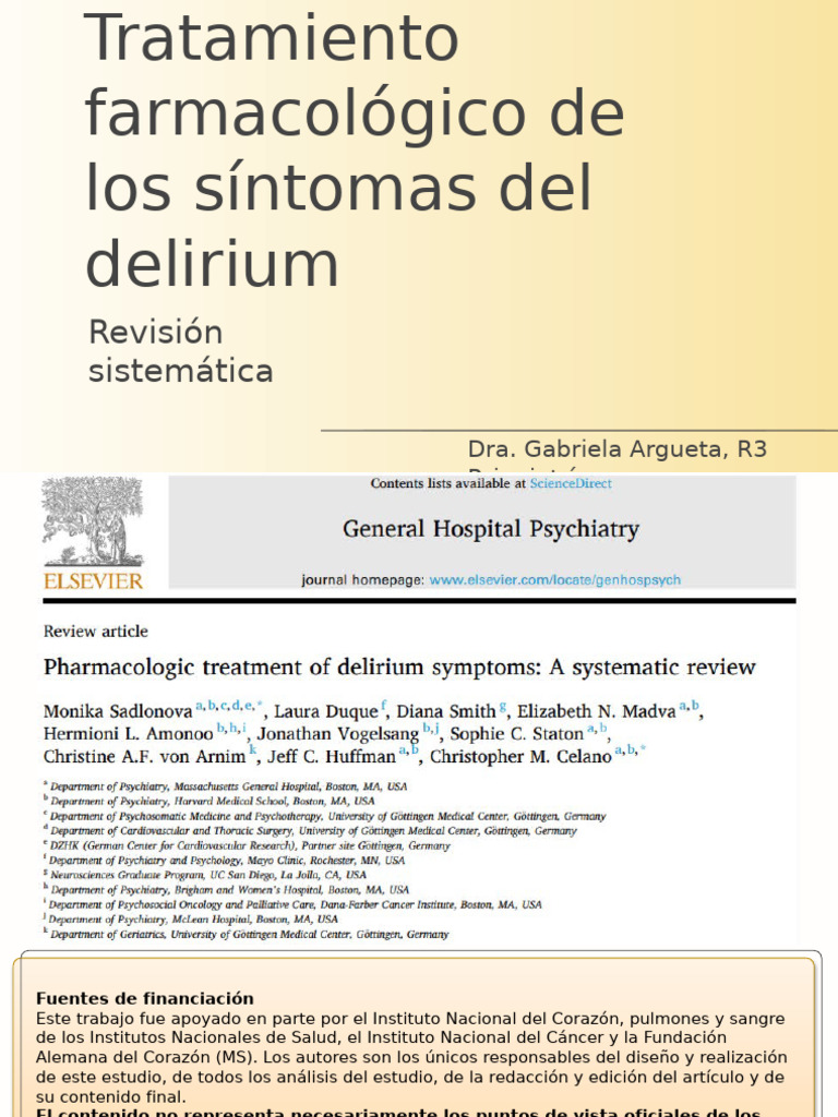 Pharmacologic Treatment of Delirium Symptoms A Systematic Review ...