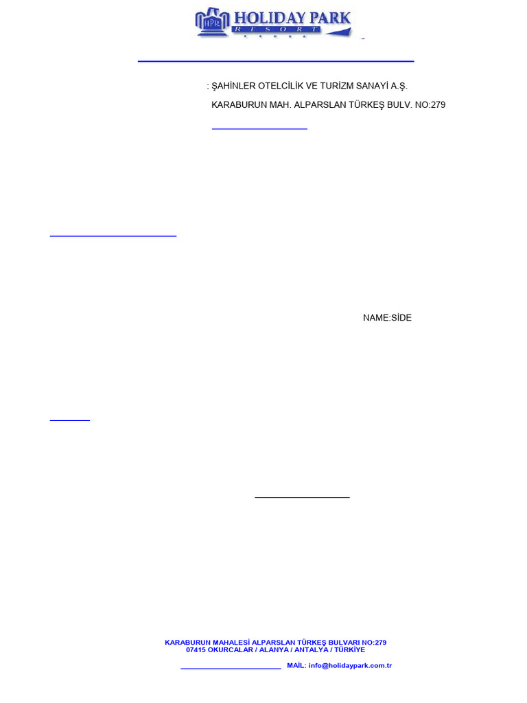Holiday Park Resort Factsheet All Inclusive en | PDF