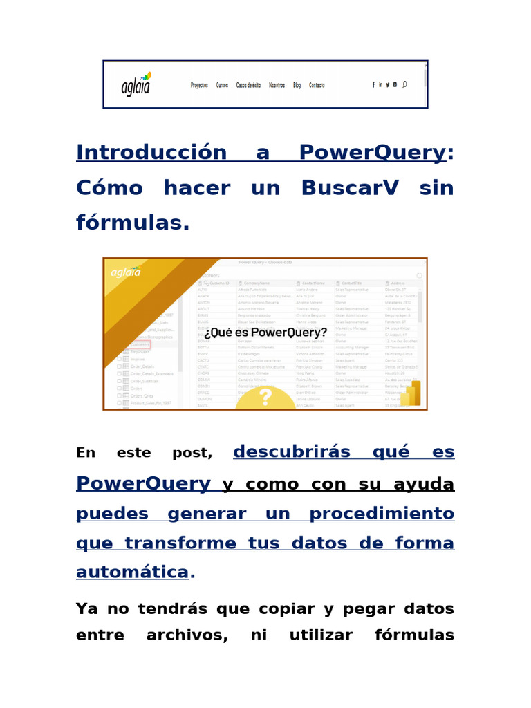 Aglaia - Introduccion A POWER QUERY Con AGLAIA | PDF