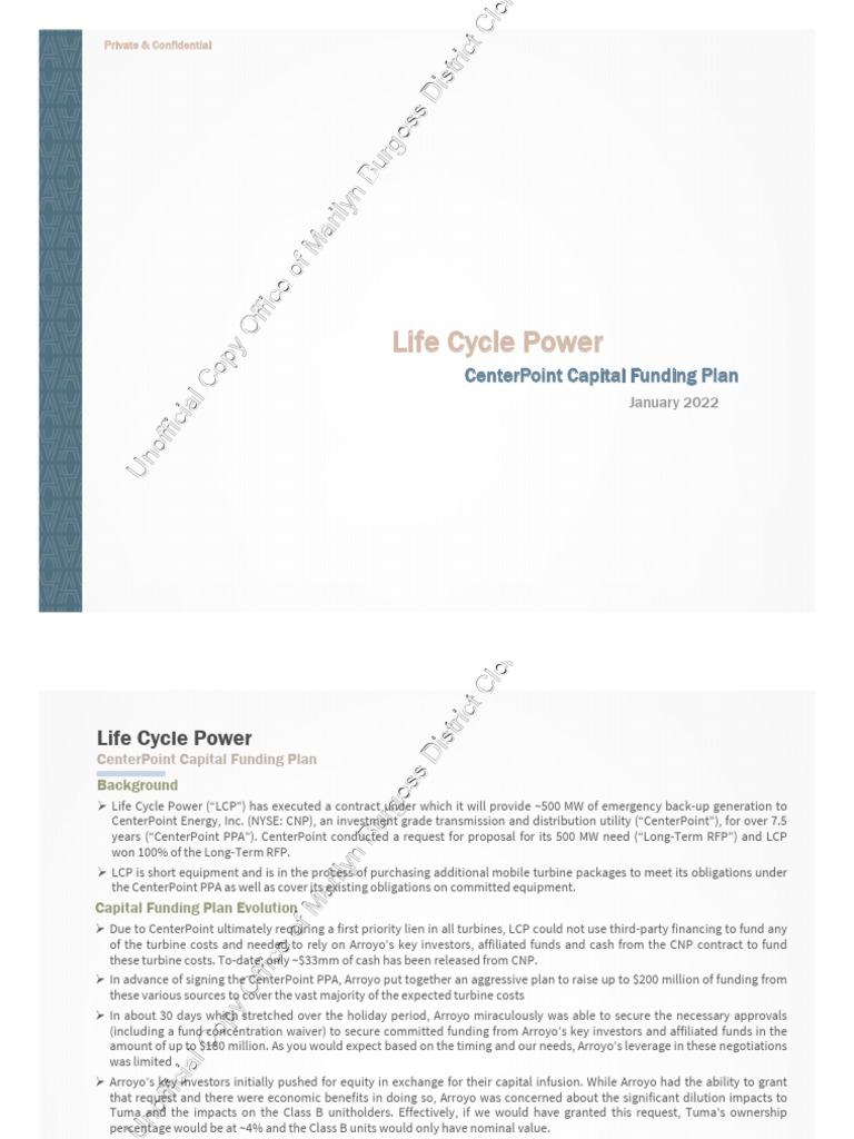 Life Cycle Power Investor Presentation On CenterPoint Generator Deal ...