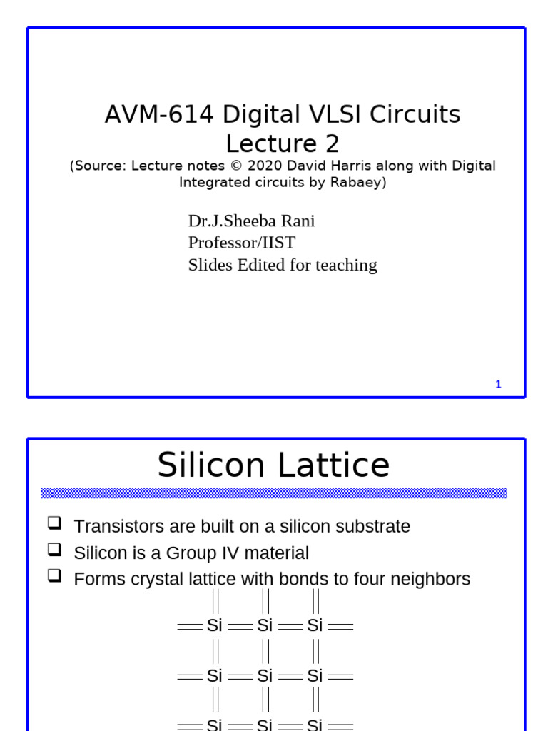 AVM-614 Digital VLSI Circuits: Dr.J.Sheeba Rani Professor/IIST Slides ...