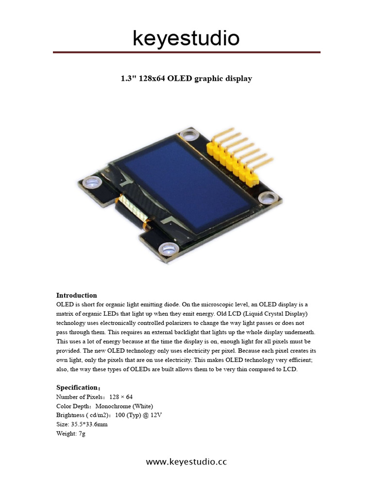 ks0056+128x64+OLED+graphic+display | PDF