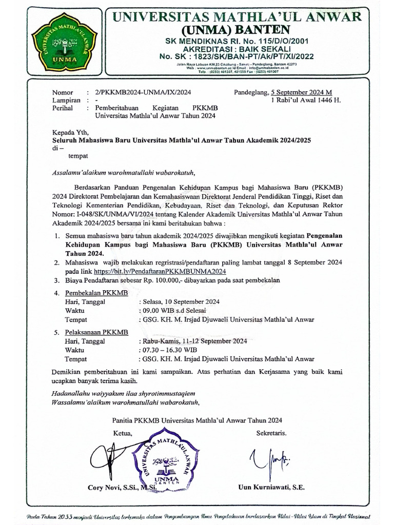 Pemberitahuan PKKMB | PDF