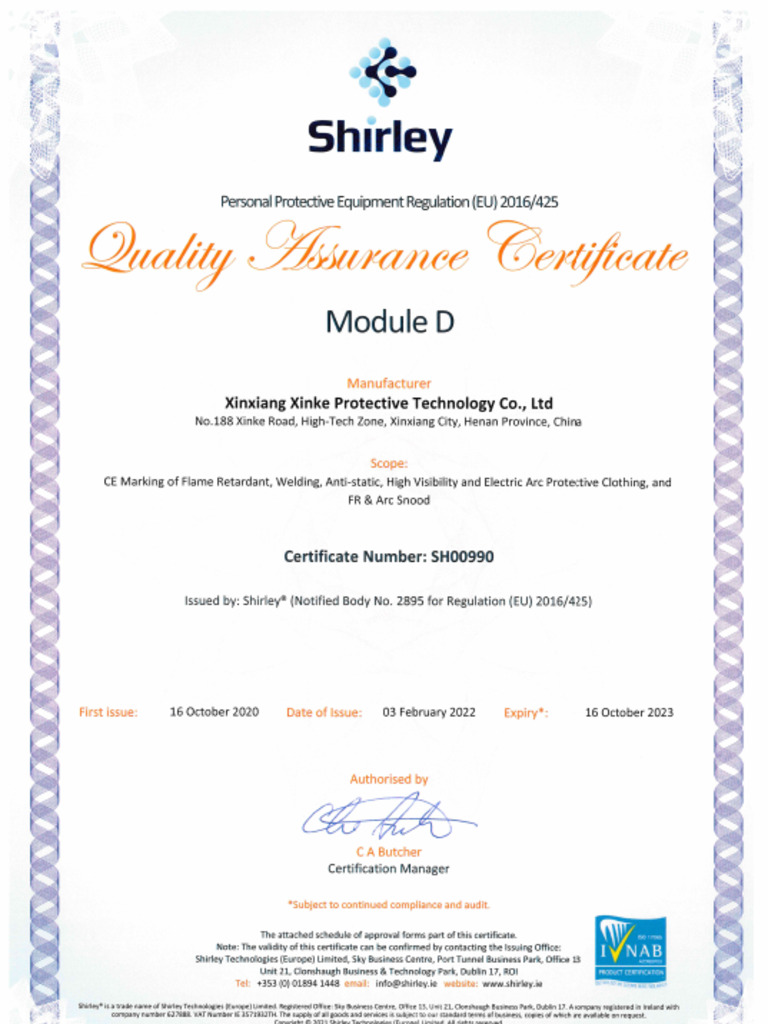 CE Module D certificate, SH00990 COA350 (6) | PDF