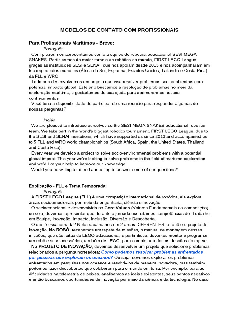 Modelo Email - Profissionais | PDF