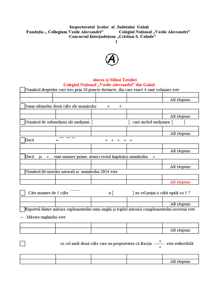 Subiect 2024 Tip 6A de Afisat | PDF