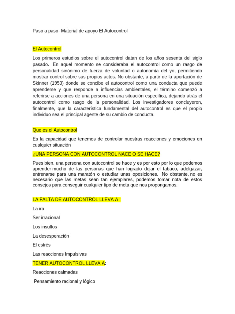 Paso A Paso AUTOCONTROL - UIS | PDF