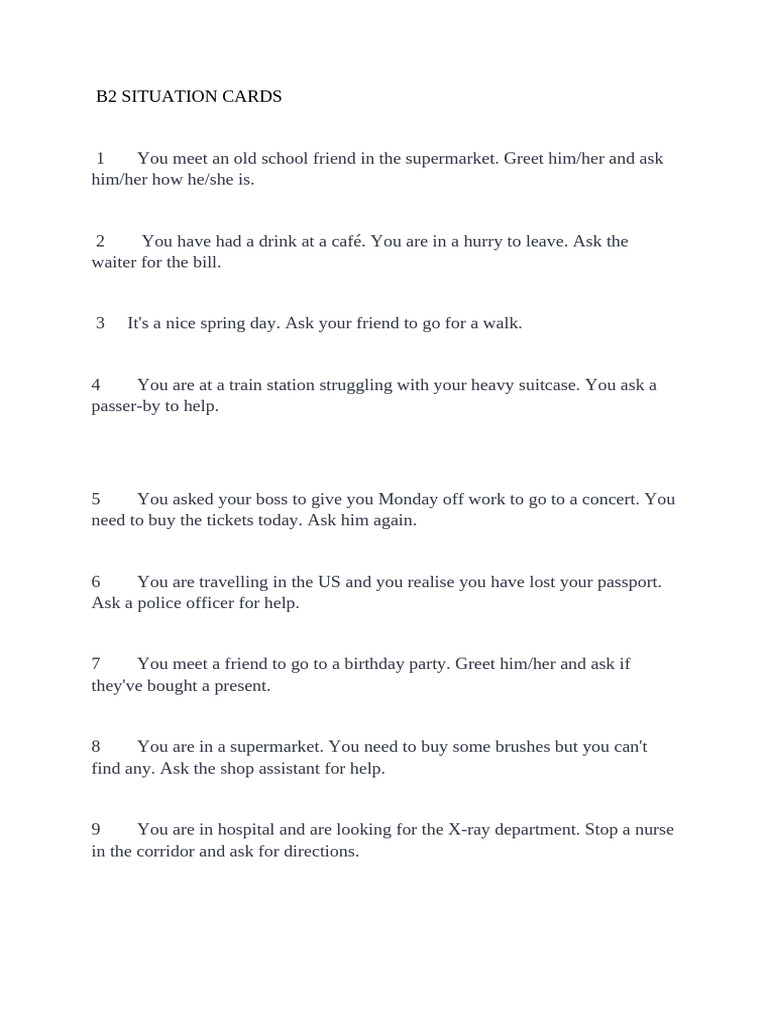 b2 Situation Cards | PDF