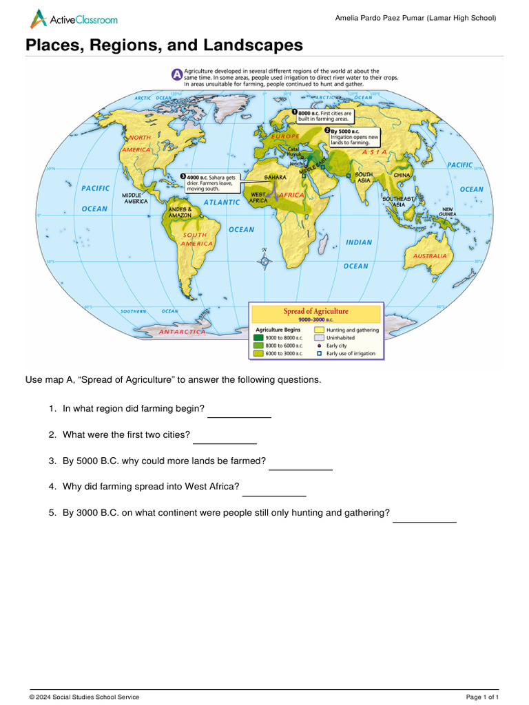 Annotated-Active Classroom Spread of Agriculture Map - Student ...