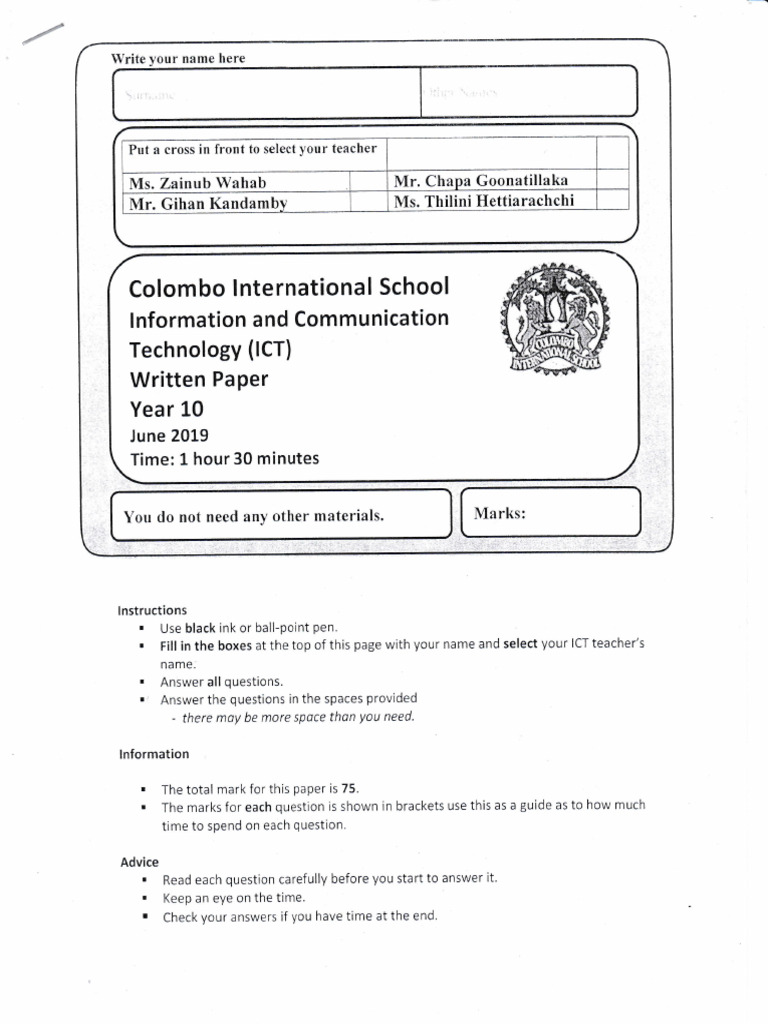 Edexcel Sample Papers 2019 Ict Pdf