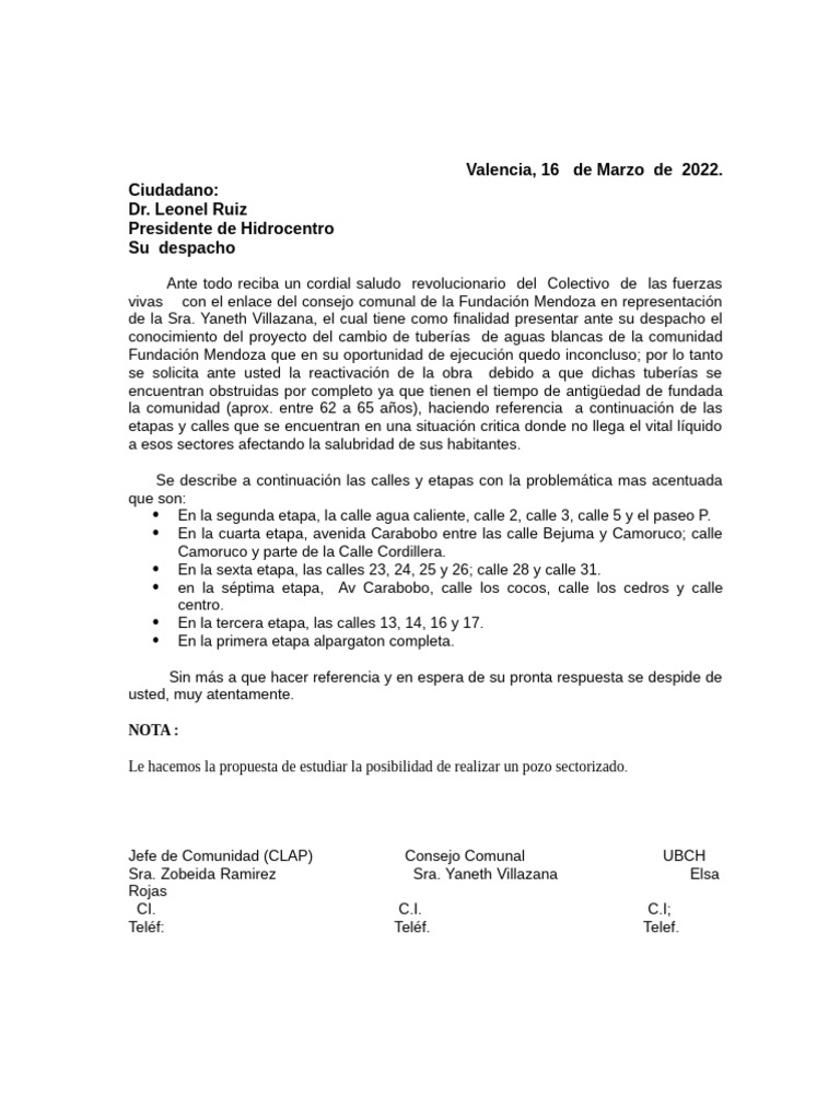 Oficio Zobeida | PDF