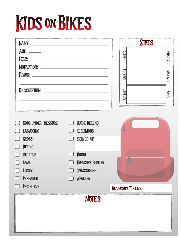 Ficha Editavel Kids on Bikes Compress | PDF