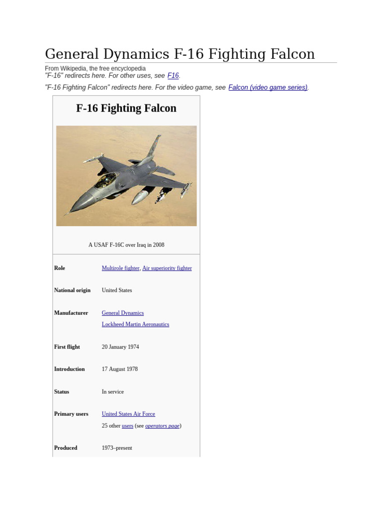 General Dynamics F16 | PDF