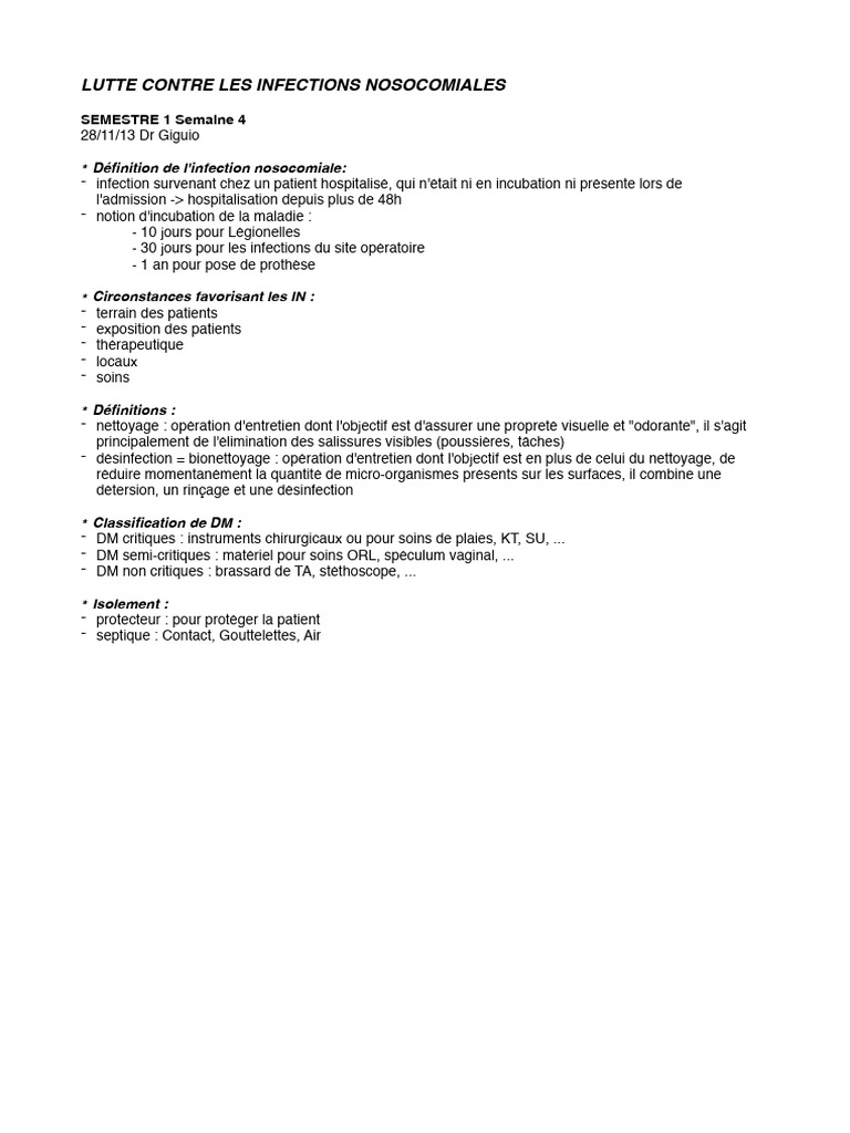 Lutte Contre Les Infections Nosocomiales | PDF