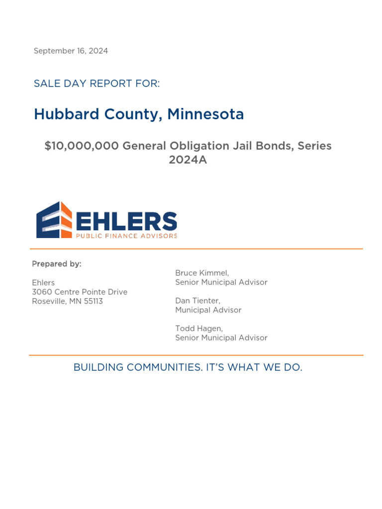 Hubbard County Jail Bonds Sale Report | PDF | Bonds (Finance) | Damages