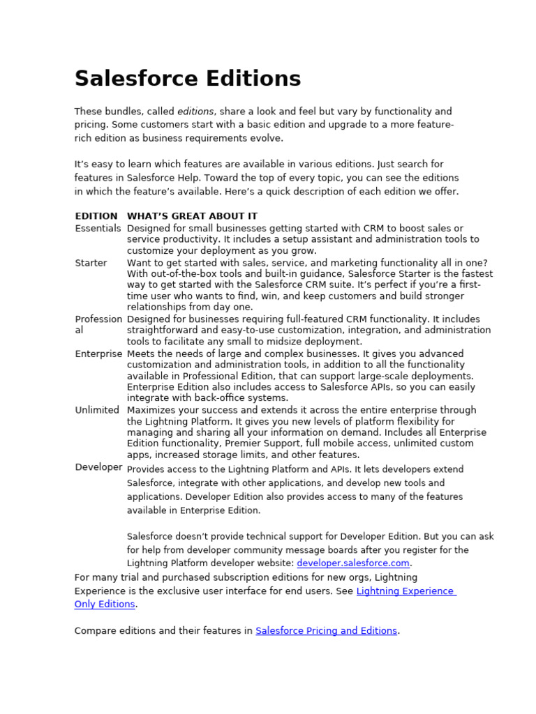 Salesforce Editions | PDF