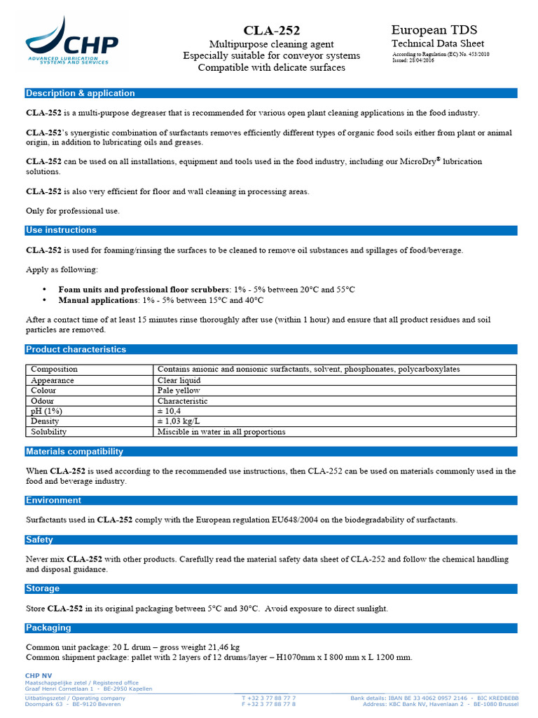 Cla-252 TDS (En) | PDF