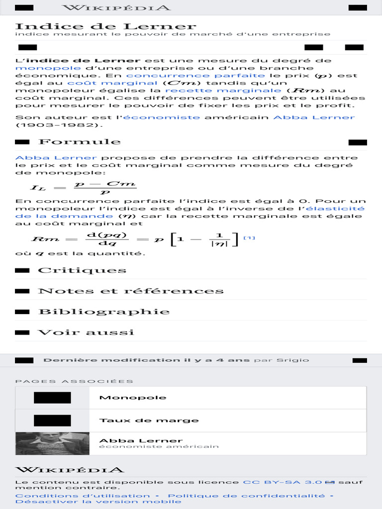 Indice de Lerner — Wikipédia | PDF