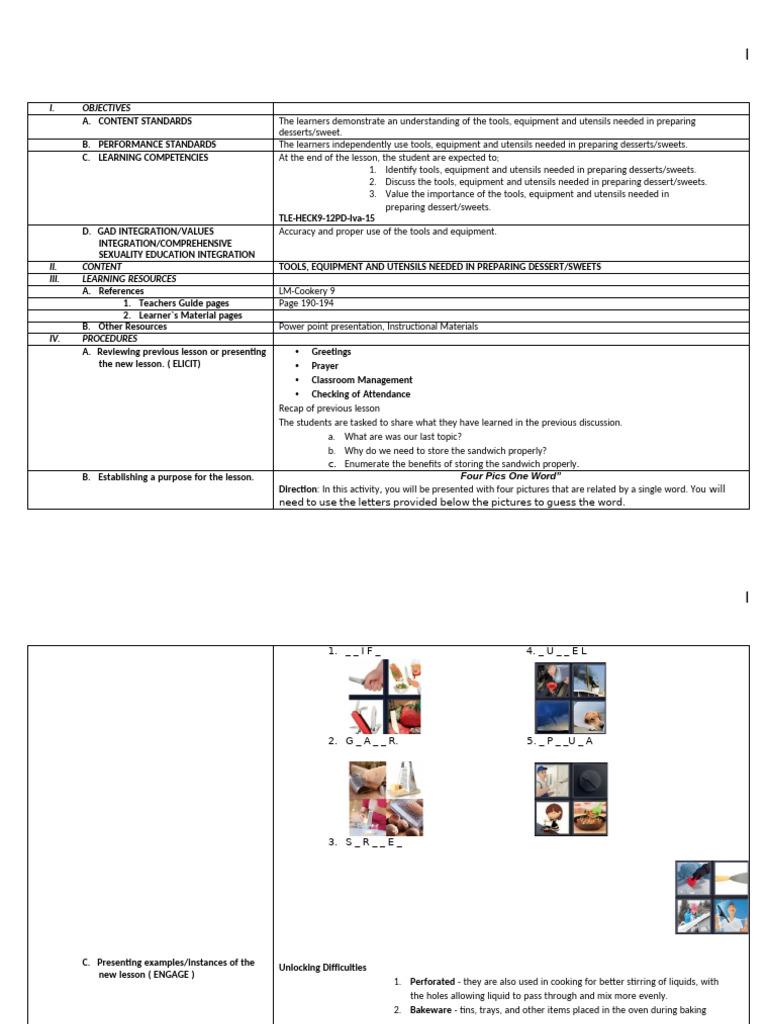 DLP 9 Tools Equipment and Utensils | PDF