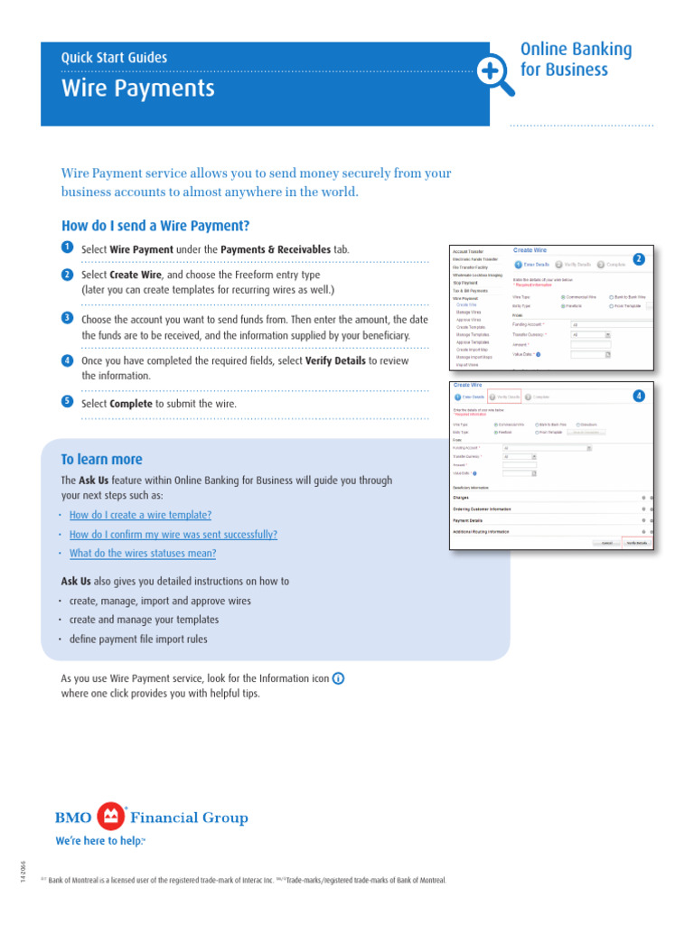 How to Make a Wire Transfer From Bmo | PDF