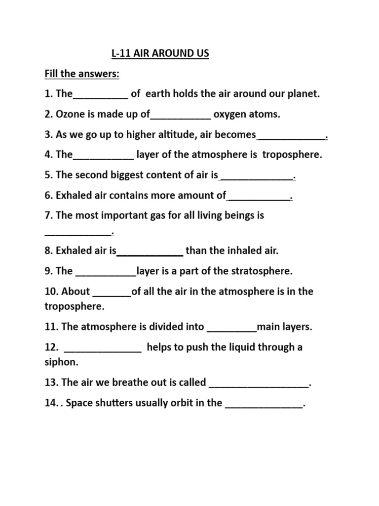 intext questions air around us | PDF